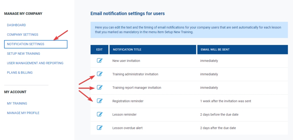 Notification settings | Advisera Help Center