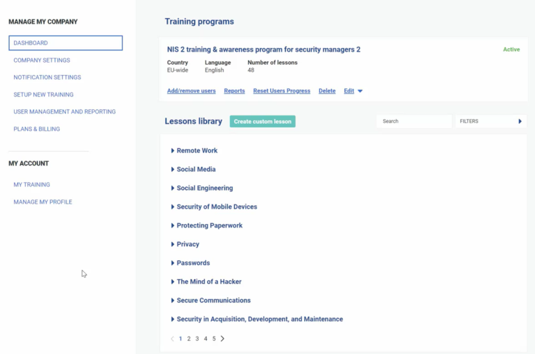 Setting up the first training | Advisera Help Center