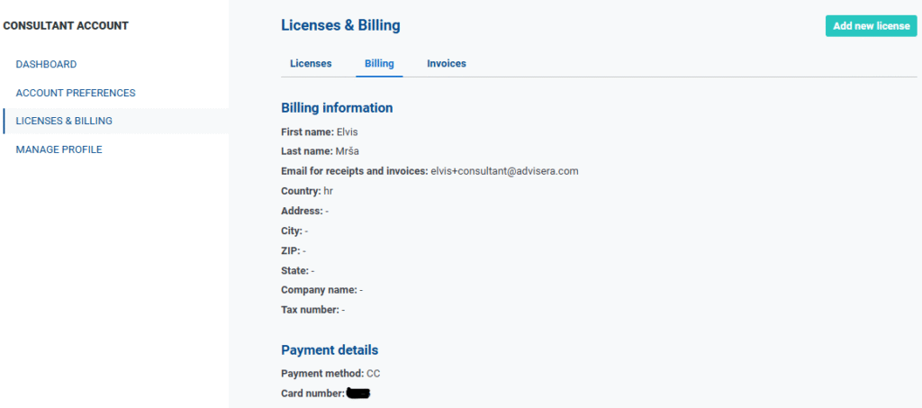 Manage Billing & Invoices | Advisera Help Center